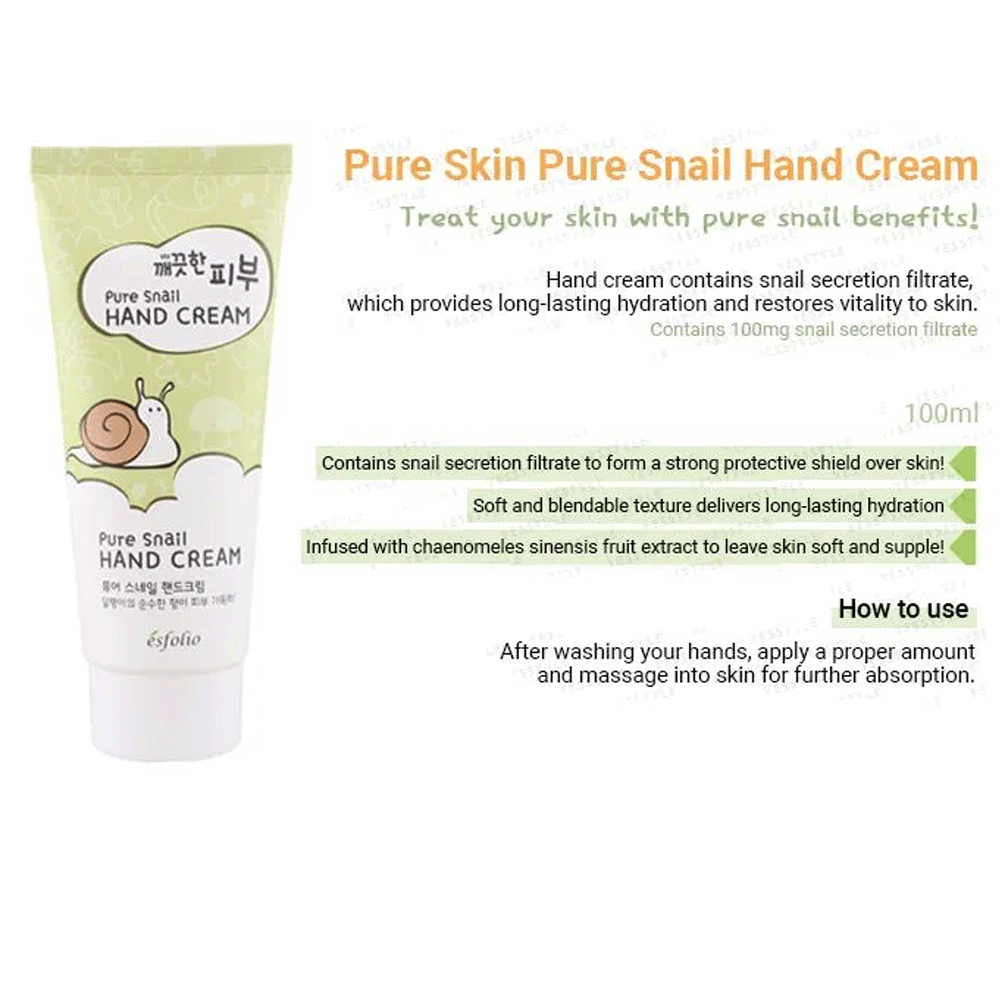 esfolio Pure Skin Pure Snail Hand Cream 100ml | DODO SKIN – DODOSKIN