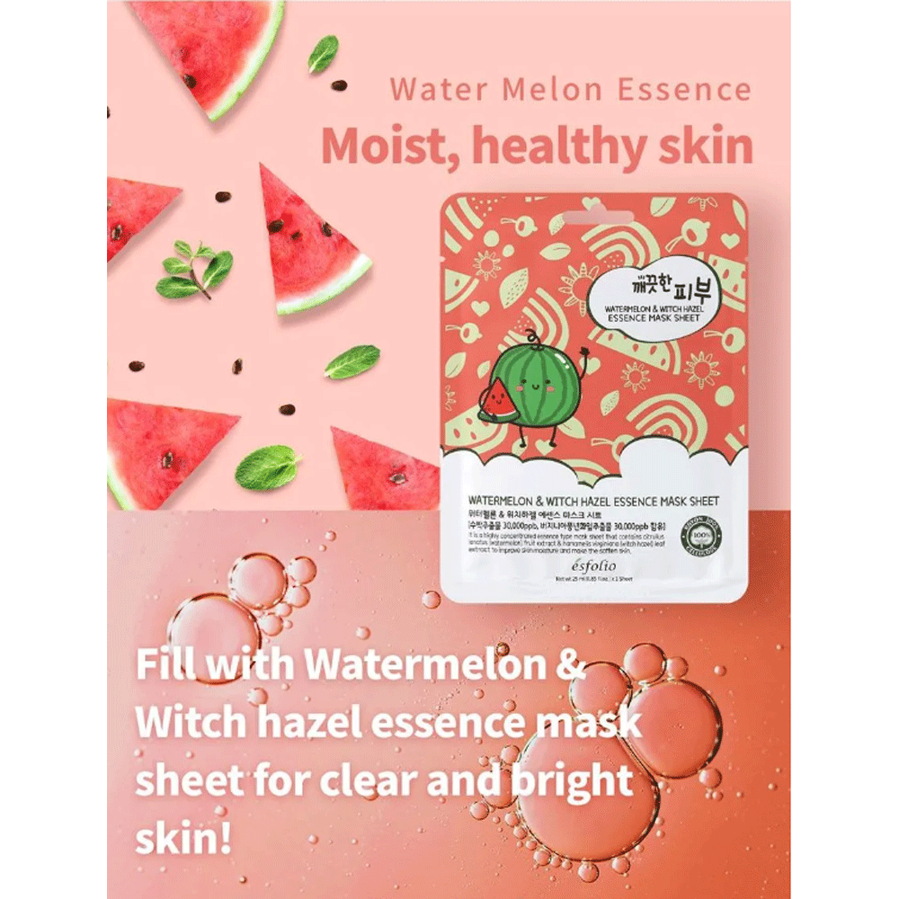 esfolio Watermelon & Witch Hazel Essence Mask Sheet 25ml * 10 sheets ...