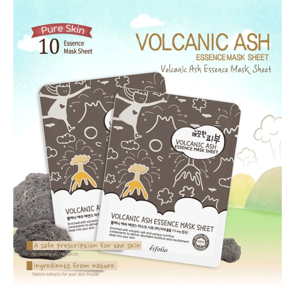 esfolio Pure Skin Volcanic Ash Essence Mask Sheet 25ml * 10pcs | DODO ...