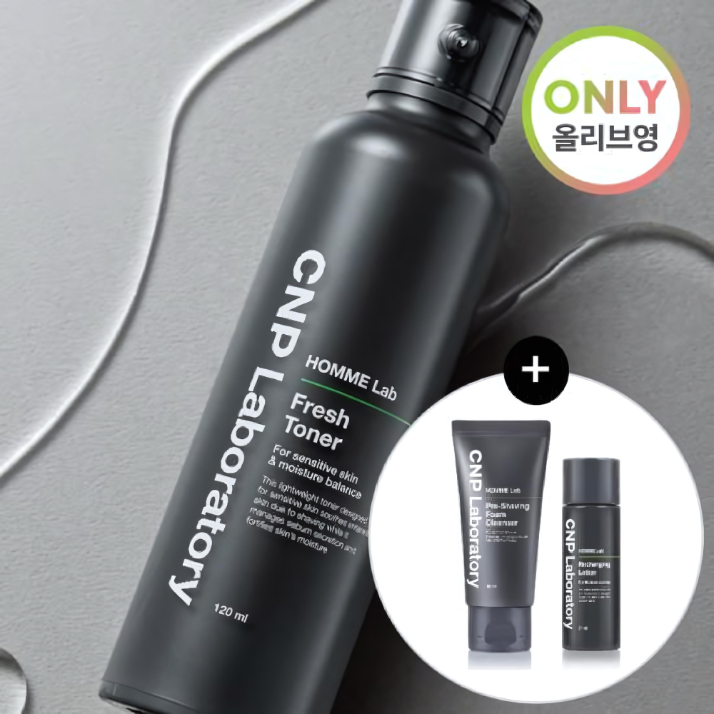 CNP Homme Lab Fresh Toner 120ml Special Set（+Lotion 31ml＆Cleansing Foam ...