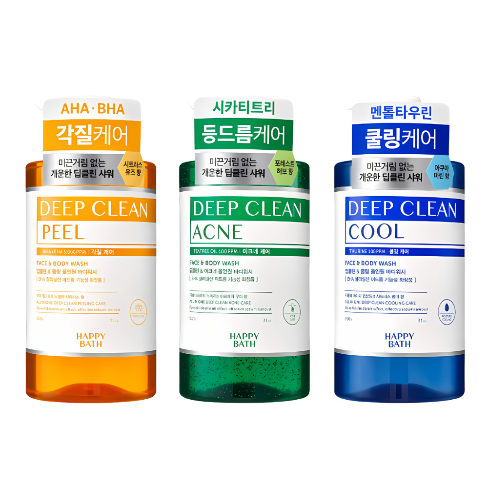 HAPPY BATH Deep Clean ALL IN ONE Face & Body Wash for Back Acne 900g ...