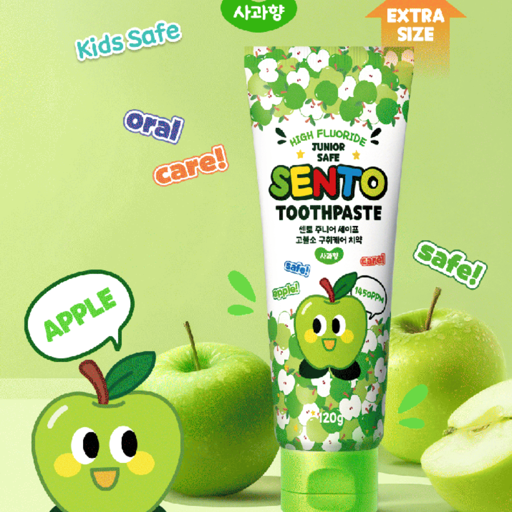 SENTO Junior Safe High-Fluoride Bad Breath Care Kids Toothpaste (Apple ...