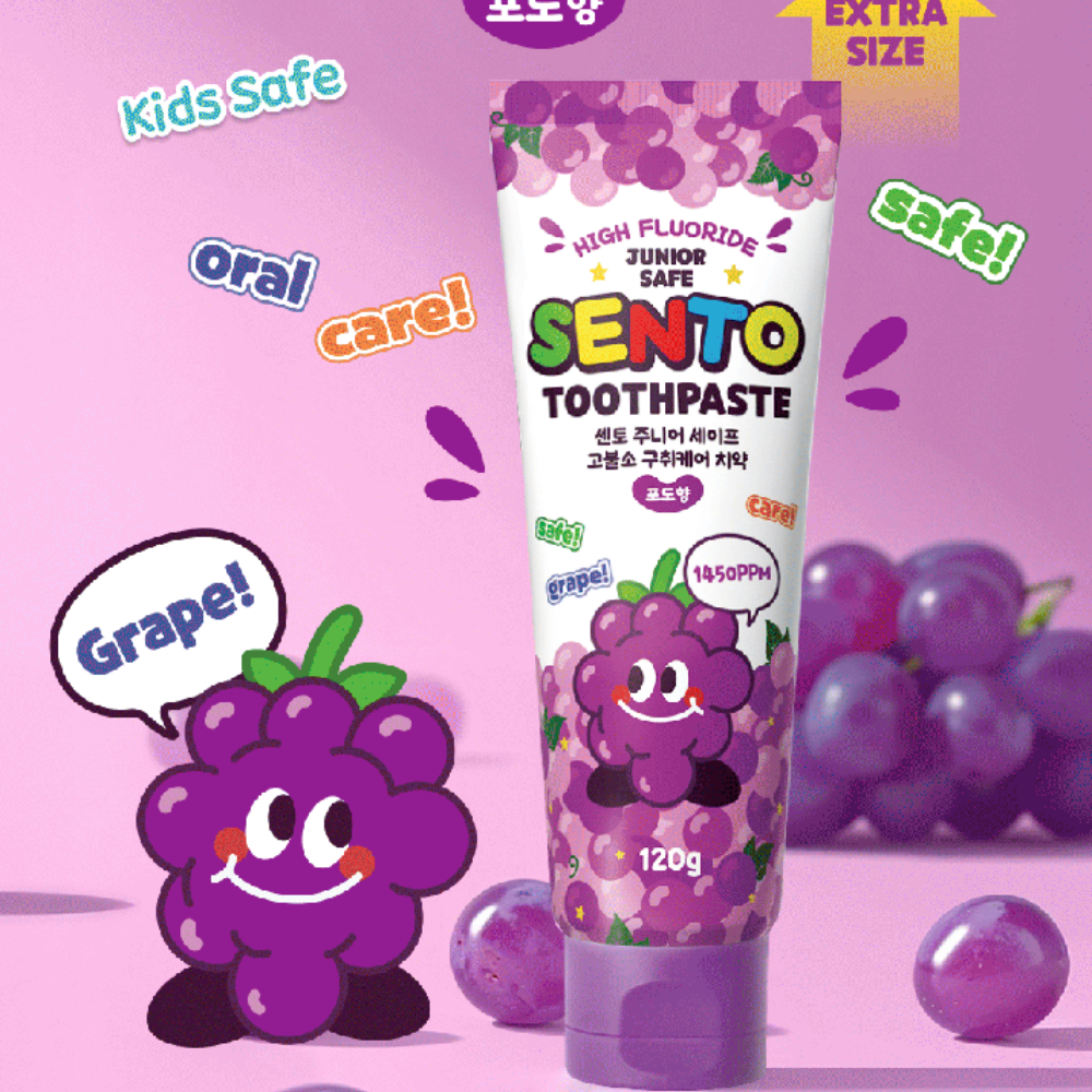 SENTO Junior Safe High-Fluoride Bad Breath Care Kids Toothpaste (Grape ...