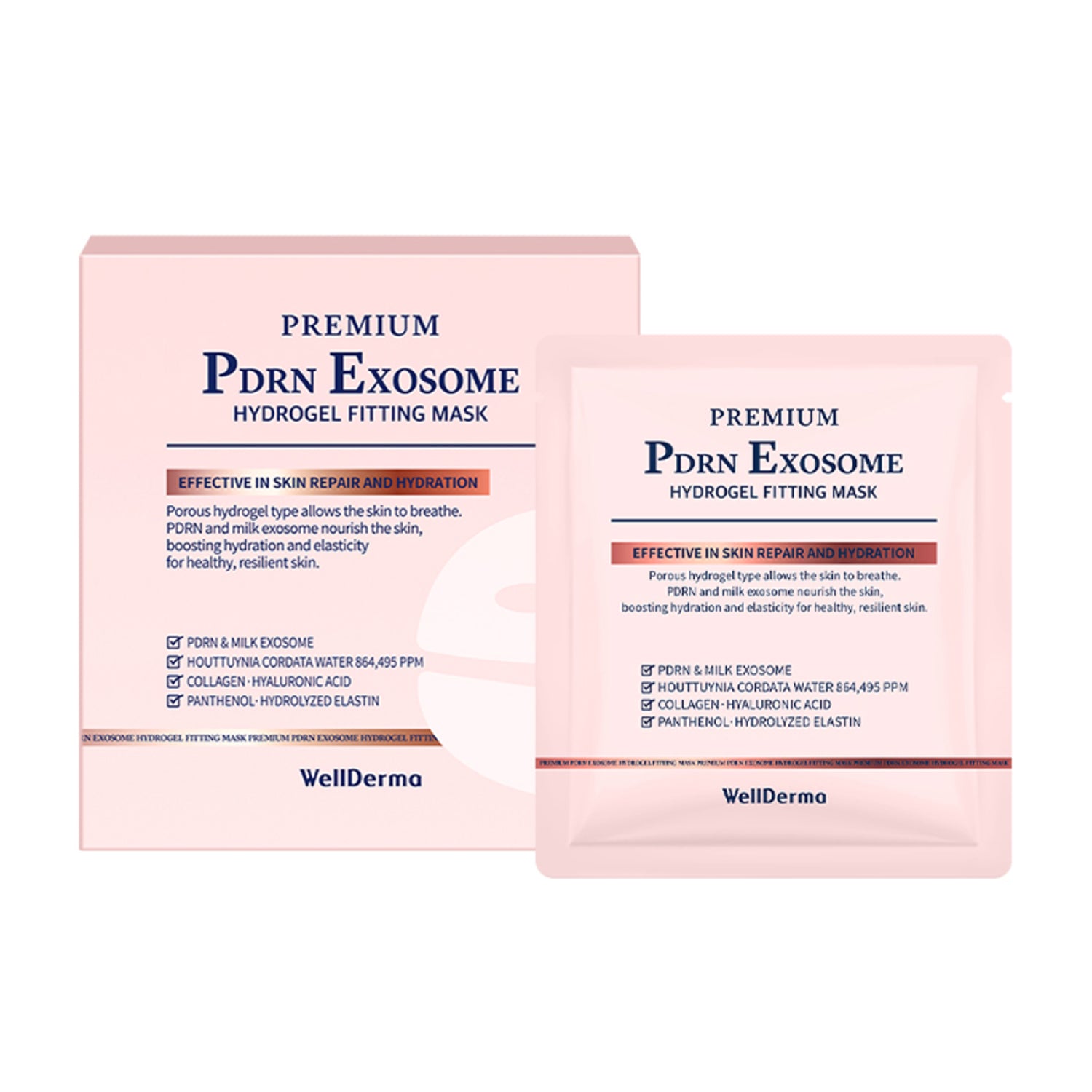 Wellderma Premium PDRN Exosome Hydrogel Fitting Mask 1 Box (4 Sheets ...